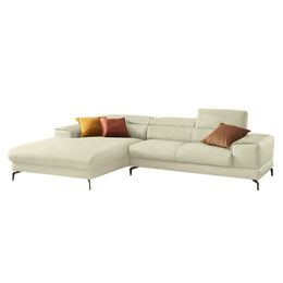 Ecksofa W.Schillig "Piedroo, Designsofa mit tollem Sitzkomfort, elegant und bequem, L-Form", beige (sahara s37), B:303cm H:70cm T:193cm, Stoff S37 (100% Polyester): Luxus-Microfaser in Lederoptik, Sofas, Ecksofa, Kopfteilverstellung, wahlweise mit Sitztiefenverstellung, Breite 303cm