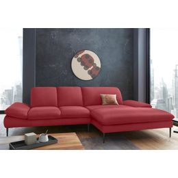 Ecksofa W.Schillig "enjoy&MORE, Designsofa, elegant und bequem, L-Form", rot (ruby rot z59), B:310cm H:87cm T:185cm, Chenille-Flachgewebe R66 (85% Polyester, 15% Nylon);Longlife Xtra-Leder Z59: Glattleder mit modischer Pr&auml;gung. Hautst&auml;rke 0, 9 - 1, 1 mm;Stoff S37 (100% Polyester), Sofas, Ecksofa, Sitztiefenverstellung, F&uuml;&szlig;e schwarz pulverbeschichtet, Breite 310 cm