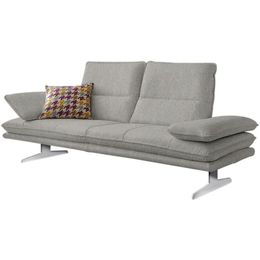 2-Sitzer W.Schillig "broadway, Designsofa mit tollem Sitzkomfort", grau (steel s22), B:216cm H:94cm T:96cm, Flachgewebe S22 (100% Polyester), Sofas, Sitztiefenverstellung, Kopfteil- & Seitenteilverstellung, Breite 216cm