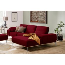 Ecksofa W.Schillig "run, Designsofa mit tollem Sitzkomfort, bequem, L-Form", rot (merlot w82), B:299cm H:88cm T:178cm, Longlife Xtra-Leder Z73: Naturwalkleder der Luxusklasse aus den erlesensten Rohh&auml;uten. Hautst&auml;rke 1, 1 &ndash; 1, 3 mm;ROHLEDER Jacquard-Flachgewebe Q2 W60 (63% Polyester, 37% Polyacryl);ROHLEDER Chenille-Flachgewebe Q2 W77 (68% Polyacryl, 32% Polyester);Stoff S37 (100% Polyester), Sofa