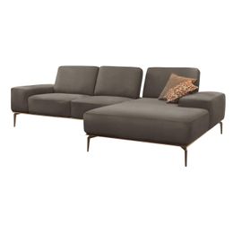 Ecksofa W.Schillig "run, Designsofa mit tollem Sitzkomfort, bequem, L-Form", braun (stone w82), B:279cm H:88cm T:178cm, Longlife Xtra-Leder Z73: Naturwalkleder der Luxusklasse aus den erlesensten Rohh&auml;uten. Hautst&auml;rke 1, 1 &ndash; 1, 3 mm;ROHLEDER Jacquard-Flachgewebe Q2 W60 (63% Polyester, 37% Polyacryl);ROHLEDER Chenille-Flachgewebe Q2 W77 (68% Polyacryl, 32% Polyester);Stoff S37 (100% Polyester), Sof