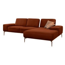 Ecksofa W.Schillig "run, Designsofa mit tollem Sitzkomfort, bequem, L-Form", orange (terracotta w82), B:279cm H:88cm T:178cm, Longlife Xtra-Leder Z73: Naturwalkleder der Luxusklasse aus den erlesensten Rohh&auml;uten. Hautst&auml;rke 1, 1 &ndash; 1, 3 mm;ROHLEDER Jacquard-Flachgewebe Q2 W60 (63% Polyester, 37% Polyacryl);ROHLEDER Chenille-Flachgewebe Q2 W77 (68% Polyacryl, 32% Polyester);Stoff S37 (100% Polyester