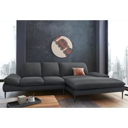 Ecksofa W.Schillig "enjoy&MORE, Designsofa, elegant und bequem, L-Form", schwarz (schwarz z59), B:310cm H:87cm T:185cm, Chenille-Flachgewebe R66 (85% Polyester, 15% Nylon);Longlife Xtra-Leder Z59: Glattleder mit modischer Pr&auml;gung. Hautst&auml;rke 0, 9 - 1, 1 mm;Stoff S37 (100% Polyester), Sofas, Ecksofa, Sitztiefenverstellung, F&uuml;&szlig;e schwarz pulverbeschichtet, Breite 310 cm