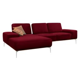 Ecksofa W.Schillig "run, Designsofa mit tollem Sitzkomfort, L-Form", rot (merlot w82), B:279cm H:88cm T:178cm, Longlife Xtra-Leder Z73: Naturwalkleder der Luxusklasse aus den erlesensten Rohh&auml;uten. Hautst&auml;rke 1, 1 &ndash; 1, 3 mm;ROHLEDER Jacquard-Flachgewebe Q2 W60 (63% Polyester, 37% Polyacryl);ROHLEDER Chenille-Flachgewebe Q2 W77 (68% Polyacryl, 32% Polyester);Stoff S37 (100% Polyester), Sofas, Eckso