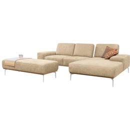 Ecksofa W.Schillig "run, Designsofa mit tollem Sitzkomfort, L-Form", beige (sahara s37), B:279cm H:88cm T:178cm, Longlife Xtra-Leder Z73: Naturwalkleder der Luxusklasse aus den erlesensten Rohh&auml;uten. Hautst&auml;rke 1, 1 &ndash; 1, 3 mm;ROHLEDER Jacquard-Flachgewebe Q2 W60 (63% Polyester, 37% Polyacryl);ROHLEDER Chenille-Flachgewebe Q2 W77 (68% Polyacryl, 32% Polyester);Stoff S37 (100% Polyester), Sofas, Eck