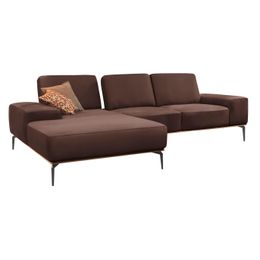 Ecksofa W.Schillig "run, Designsofa mit tollem Sitzkomfort, bequem, L-Form", braun (macchiato z73), B:279cm H:88cm T:178cm, Longlife Xtra-Leder Z73: Naturwalkleder der Luxusklasse aus den erlesensten Rohh&auml;uten. Hautst&auml;rke 1, 1 &ndash; 1, 3 mm;ROHLEDER Jacquard-Flachgewebe Q2 W60 (63% Polyester, 37% Polyacryl);ROHLEDER Chenille-Flachgewebe Q2 W77 (68% Polyacryl, 32% Polyester);Stoff S37 (100% Polyester),
