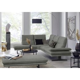 Ecksofa W.Schillig "broadway, Designsofa, toller Sitzkomfort, zeitlos, elegant, L-Form", grau (grau s37), B:284cm H:94cm T:224cm, Stoff S37 (100% Polyester): Luxus-Microfaser in Lederoptik, Sofas, Ecksofa, Sitztiefenverstellung, Kopfteil- & Seitenteilverstellung, Breite 284cm