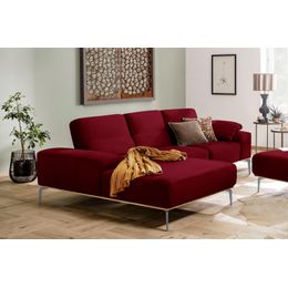 Ecksofa W.Schillig "run, Designsofa mit tollem Sitzkomfort, bequem, L-Form", rot (merlot w82), B:279cm H:88cm T:178cm, Longlife Xtra-Leder Z73: Naturwalkleder der Luxusklasse aus den erlesensten Rohh&auml;uten. Hautst&auml;rke 1, 1 &ndash; 1, 3 mm;ROHLEDER Jacquard-Flachgewebe Q2 W60 (63% Polyester, 37% Polyacryl);ROHLEDER Chenille-Flachgewebe Q2 W77 (68% Polyacryl, 32% Polyester);Stoff S37 (100% Polyester), Sofa