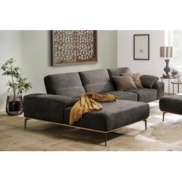 Ecksofa W.Schillig "run, Designsofa mit tollem Sitzkomfort, bequem, L-Form", grau (antracite s37), B:319cm H:88cm T:178cm, Longlife Xtra-Leder Z73: Naturwalkleder der Luxusklasse aus den erlesensten Rohh&auml;uten. Hautst&auml;rke 1, 1 &ndash; 1, 3 mm;ROHLEDER Jacquard-Flachgewebe Q2 W60 (63% Polyester, 37% Polyacryl);ROHLEDER Chenille-Flachgewebe Q2 W77 (68% Polyacryl, 32% Polyester);Stoff S37 (100% Polyester), 