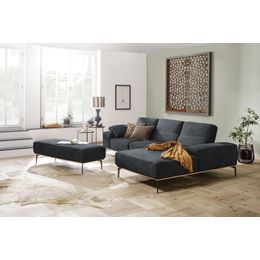 Ecksofa W.Schillig "run, Designsofa mit tollem Sitzkomfort, L-Form", schwarz (nachtschwarz z73), B:299cm H:88cm T:178cm, Longlife Xtra-Leder Z73: Naturwalkleder der Luxusklasse aus den erlesensten Rohh&auml;uten. Hautst&auml;rke 1, 1 &ndash; 1, 3 mm;ROHLEDER Jacquard-Flachgewebe Q2 W60 (63% Polyester, 37% Polyacryl);ROHLEDER Chenille-Flachgewebe Q2 W77 (68% Polyacryl, 32% Polyester);Stoff S37 (100% Polyester), So