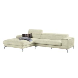 Ecksofa W.Schillig "piedroo, Designsofa mit tollem Sitzkomfort, bequem und elegant, L-Form", beige (sahara s37), B:303cm H:70cm T:193cm, Stoff S37 (100% Polyester): Luxus-Microfaser in Lederoptik, Sofas, Ecksofa, Kopfteilverstellung, wahlweise mit Sitztiefenverstellung, Breite 303cm
