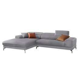 Ecksofa W.Schillig "Piedroo, Designsofa mit tollem Sitzkomfort, elegant und bequem, L-Form", grau (dolphin r66), B:303cm H:70cm T:193cm, Chenille-Flachgewebe R66 (85% Polyester, 15% Nylon), Sofas, Ecksofa, Kopfteilverstellung, wahlweise mit Sitztiefenverstellung, Breite 303cm
