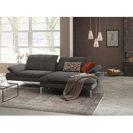 Ecksofa W.Schillig "enjoy&MORE, mit tollem Sitzkomfort, elegant und bequem, L-Form", grau (antracite s37), B:294cm H:87cm T:185cm, Chenille-Flachgewebe R66 (85% Polyester, 15% Nylon);Longlife Xtra-Leder Z59: Glattleder mit modischer Pr&auml;gung. Hautst&auml;rke 0, 9 - 1, 1 mm;Stoff S37 (100% Polyester), Sofas, Ecksofa, mit Sitztiefenverstellung, F&uuml;&szlig;e silber matt, Breite 294 cm