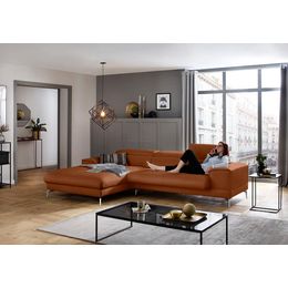 Ecksofa W.Schillig "piedroo, Designsofa mit tollem Sitzkomfort, bequem und elegant, L-Form", braun (cognac z69), B:303cm H:70cm T:193cm, Longlife Xtra-Leder Z69: Das feinnarbige, gedeckte Softleder Z69 besticht durch seine au&szlig;ergew&ouml;hnliche Weichheit im trendigen &raquo;Vintage-Look&laquo;, Hautst&auml;rke 0, 9 - 1, 1 mm, Sofas, Ecksofa, Kopfteilverstellung, wahlweise mit Sitztiefenverstellung, Breite 303cm