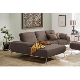 Ecksofa W.Schillig "run, Designsofa mit tollem Sitzkomfort, bequem, L-Form", braun (chocolate w82), B:279cm H:88cm T:178cm, Longlife Xtra-Leder Z73: Naturwalkleder der Luxusklasse aus den erlesensten Rohh&auml;uten. Hautst&auml;rke 1, 1 &ndash; 1, 3 mm;ROHLEDER Jacquard-Flachgewebe Q2 W60 (63% Polyester, 37% Polyacryl);ROHLEDER Chenille-Flachgewebe Q2 W77 (68% Polyacryl, 32% Polyester);Stoff S37 (100% Polyester),