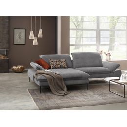 Ecksofa W.Schillig "enjoy&MORE, Designsofa, elegant und bequem, L-Form", grau (dolphin r66), B:294cm H:87cm T:185cm, Chenille-Flachgewebe R66 (85% Polyester, 15% Nylon);Longlife Xtra-Leder Z59: Glattleder mit modischer Pr&auml;gung. Hautst&auml;rke 0, 9 - 1, 1 mm;Stoff S37 (100% Polyester), Sofas, Ecksofa, Sitztiefenverstellung, F&uuml;&szlig;e schwarz pulverbeschichtet, Breite 294 cm
