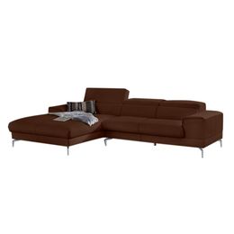 Ecksofa W.Schillig "piedroo, Designsofa mit tollem Sitzkomfort, bequem und elegant, L-Form", braun (tabacco z69), B:303cm H:70cm T:193cm, Longlife Xtra-Leder Z69: Das feinnarbige, gedeckte Softleder Z69 besticht durch seine au&szlig;ergew&ouml;hnliche Weichheit im trendigen &raquo;Vintage-Look&laquo;, Hautst&auml;rke 0, 9 - 1, 1 mm, Sofas, Ecksofa, Kopfteilverstellung, wahlweise mit Sitztiefenverstellung, Breite 303cm