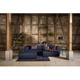 Ecksofa W.Schillig "around-the-block, modern und elegant, bequem, L-Form", blau (blau z59), B:300cm H:66cm T:164cm, Longlife Xtra-Leder Z59: Glattleder mit modischer Pr&auml;gung. Hautst&auml;rke 0, 9 - 1, 1 mm, Sofas, Ecksofa, mit eleganter Biese, mit Federkern
