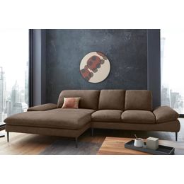Ecksofa W.Schillig "enjoy&MORE, Designsofa, elegant und bequem, L-Form", braun (mocca s37), B:310cm H:87cm T:185cm, Chenille-Flachgewebe R66 (85% Polyester, 15% Nylon);Longlife Xtra-Leder Z59: Glattleder mit modischer Pr&auml;gung. Hautst&auml;rke 0, 9 - 1, 1 mm;Stoff S37 (100% Polyester), Sofas, Ecksofa, Sitztiefenverstellung, F&uuml;&szlig;e schwarz pulverbeschichtet, Breite 310 cm