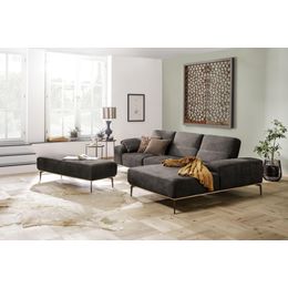 Ecksofa W.Schillig "run, Designsofa mit tollem Sitzkomfort, L-Form", grau (antracite s37), B:299cm H:88cm T:178cm, Longlife Xtra-Leder Z73: Naturwalkleder der Luxusklasse aus den erlesensten Rohh&auml;uten. Hautst&auml;rke 1, 1 &ndash; 1, 3 mm;ROHLEDER Jacquard-Flachgewebe Q2 W60 (63% Polyester, 37% Polyacryl);ROHLEDER Chenille-Flachgewebe Q2 W77 (68% Polyacryl, 32% Polyester);Stoff S37 (100% Polyester), Sofas, E