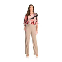 Bundfaltenhose, Damen, Gr. 40, N-Gr, grau (taupe), Stoff, Obermaterial: 97% Polyester, 3% Elasthan, HERMANN LANGE Collection, unifarben, casual, normal, Hosen, mit elastischem Bund