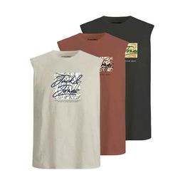 Jack & Jones JACK & JONES Shirt 'JORSPLIT' Herren Größe S braun / schwarz / weiß / wollweiß