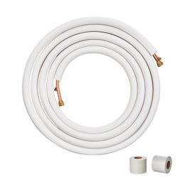 VEVOR 25FT Mini-Split-Leitungsset, Kupferrohre mit 1/4" und 1/2" Außendurchmesser und dreischichtiger Isolierung, für Mini-Split-Klimaanlagen, Kältemittel- oder Wärmepumpengeräte und HVAC mit Wickelst