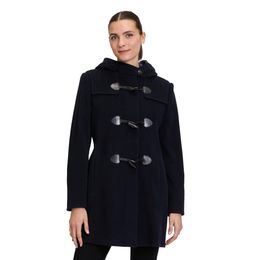 Outdoorjacke Gil Bret "Gil Bret Dufflecoat mit Kapuze", Damen, Gr. 46, blau (dunkelblau), Obermaterial: 75% Wolle, 20% Polyamid, 5% Kaschmir. Besatz: 40% Polyacryl, 30% Polyester, 25% Wolle, 5% Diverse Faserarten. Futter: 100% Polyester., modisch, tailliert, Langarm, Jacken