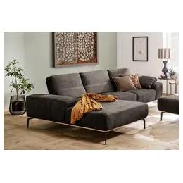 Ecksofa W.Schillig "run, Designsofa mit tollem Sitzkomfort, bequem, L-Form", grau (antracite s37), B:319cm H:88cm T:178cm, Longlife Xtra-Leder Z73: Naturwalkleder der Luxusklasse aus den erlesensten Rohhäuten. Hautstärke 1, 1 u2013 1, 3 mm, ROHLEDER Jacquard-Flachgewebe Q2 W60 (63% Polyester, 37% Polyacryl), ROHLEDER Chenille-Flachgewebe Q2 W77 (68% Polyacryl, 32% Polyester), Stoff S37 (100% Polye