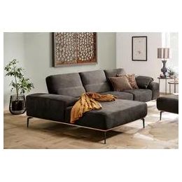 Ecksofa W.Schillig "run, Designsofa mit tollem Sitzkomfort, bequem, L-Form", grau (antracite s37), B:299cm H:88cm T:178cm, Longlife Xtra-Leder Z73: Naturwalkleder der Luxusklasse aus den erlesensten Rohhäuten. Hautstärke 1, 1 u2013 1, 3 mm, ROHLEDER Jacquard-Flachgewebe Q2 W60 (63% Polyester, 37% Polyacryl), ROHLEDER Chenille-Flachgewebe Q2 W77 (68% Polyacryl, 32% Polyester), Stoff S37 (100% Polye