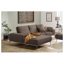 Ecksofa W.Schillig "run, Designsofa mit tollem Sitzkomfort, bequem, L-Form", braun (chocolate w82), B:279cm H:88cm T:178cm, Longlife Xtra-Leder Z73: Naturwalkleder der Luxusklasse aus den erlesensten Rohhäuten. Hautstärke 1, 1 u2013 1, 3 mm, ROHLEDER Jacquard-Flachgewebe Q2 W60 (63% Polyester, 37% Polyacryl), ROHLEDER Chenille-Flachgewebe Q2 W77 (68% Polyacryl, 32% Polyester), Stoff S37 (100% Poly