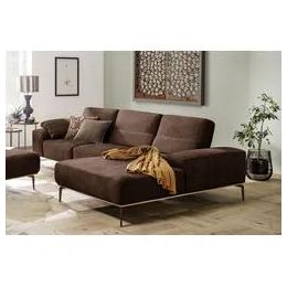 Ecksofa W.Schillig "run, Designsofa mit tollem Sitzkomfort, bequem, L-Form", braun (espresso s37), B:319cm H:88cm T:178cm, Longlife Xtra-Leder Z73: Naturwalkleder der Luxusklasse aus den erlesensten Rohhäuten. Hautstärke 1, 1 u2013 1, 3 mm, ROHLEDER Jacquard-Flachgewebe Q2 W60 (63% Polyester, 37% Polyacryl), ROHLEDER Chenille-Flachgewebe Q2 W77 (68% Polyacryl, 32% Polyester), Stoff S37 (100% Polye