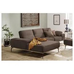 Ecksofa W.Schillig "run, Designsofa mit tollem Sitzkomfort, L-Form", braun (chocolate w82), B:299cm H:88cm T:178cm, Longlife Xtra-Leder Z73: Naturwalkleder der Luxusklasse aus den erlesensten Rohhäuten. Hautstärke 1, 1 u2013 1, 3 mm, ROHLEDER Jacquard-Flachgewebe Q2 W60 (63% Polyester, 37% Polyacryl), ROHLEDER Chenille-Flachgewebe Q2 W77 (68% Polyacryl, 32% Polyester), Stoff S37 (100% Polyester), 