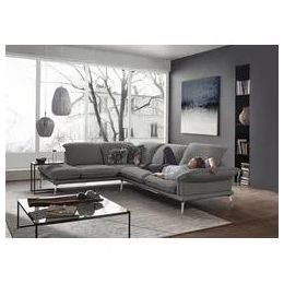 Ecksofa W.Schillig "sherry, Designsofa mit tollem Sitzkomfort, zeitlos und elegant, L-Form", grau (grau w82), B:302cm H:81cm T:230cm, Longlife Xtra-Leder Z69: Das feinnarbige, gedeckte Softleder Z69 besticht durch seine außergewöhnliche Weichheit im trendigen u00bbVintage-Looku00ab, Hautstärke 0, 9 - 1, 1 mm, Schlingenpolgewebe W82 (74% Polyacryl, 26% Polyester), Chenillegewebe V34 (52% Polyester,