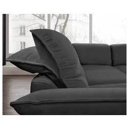 Ecksofa W.Schillig "sherry, Designsofa mit tollem Sitzkomfort, L-Form", grau (anthrazit w82), B:302cm H:81cm T:230cm, Longlife Xtra-Leder Z69: Das feinnarbige, gedeckte Softleder Z69 besticht durch seine außergewöhnliche Weichheit im trendigen u00bbVintage-Looku00ab, Hautstärke 0, 9 - 1, 1 mm, Schlingenpolgewebe W82 (74% Polyacryl, 26% Polyester), Chenillegewebe V34 (52% Polyester, 38% Baumwolle, 