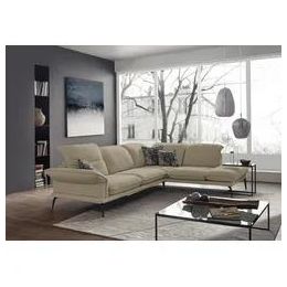 Ecksofa W.Schillig "sherry, Designsofa mit tollem Sitzkomfort, L-Form", beige (ecru w82), B:302cm H:81cm T:230cm, Longlife Xtra-Leder Z69: Das feinnarbige, gedeckte Softleder Z69 besticht durch seine außergewöhnliche Weichheit im trendigen u00bbVintage-Looku00ab, Hautstärke 0, 9 - 1, 1 mm, Schlingenpolgewebe W82 (74% Polyacryl, 26% Polyester), Chenillegewebe V34 (52% Polyester, 38% Baumwolle, 10% 