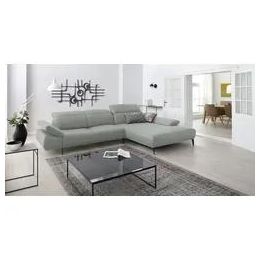 Ecksofa W.Schillig "levi, Designsofa, elegant und zeitlos, bequem, L-Form", braun (sky s22), B:344cm H:80cm T:207cm, Flachgewebe S22 (100% Polyester), Sofas, inklusive Kopfstützenverstellung & Seitenteilverstellung, Breite 344cm