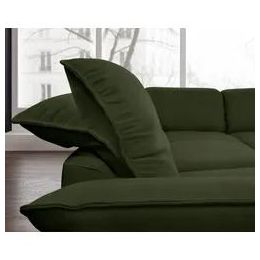 Ecksofa W.Schillig "sherry, Designsofa mit tollem Sitzkomfort, L-Form", grün (moos grün v39), B:302cm H:81cm T:230cm, Longlife Xtra-Leder Z69: Das feinnarbige, gedeckte Softleder Z69 besticht durch seine außergewöhnliche Weichheit im trendigen u00bbVintage-Looku00ab, Hautstärke 0, 9 - 1, 1 mm, Schlingenpolgewebe W82 (74% Polyacryl, 26% Polyester), Chenillegewebe V34 (52% Polyester, 38% Baumwolle, 