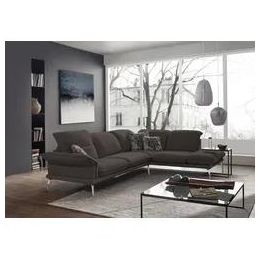 Ecksofa W.Schillig "sherry, Designsofa mit tollem Sitzkomfort, zeitlos und elegant, L-Form", schwarz (schwarz v39), B:302cm H:81cm T:230cm, Longlife Xtra-Leder Z69: Das feinnarbige, gedeckte Softleder Z69 besticht durch seine außergewöhnliche Weichheit im trendigen u00bbVintage-Looku00ab, Hautstärke 0, 9 - 1, 1 mm, Schlingenpolgewebe W82 (74% Polyacryl, 26% Polyester), Chenillegewebe V34 (52% Poly