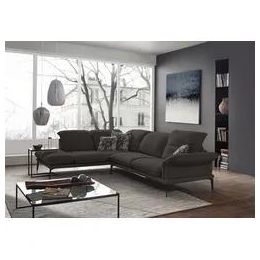 Ecksofa W.Schillig "sherry, Designsofa mit tollem Sitzkomfort, elegant und zeitlos, L-Form", schwarz (schwarz v39), B:302cm H:81cm T:230cm, Longlife Xtra-Leder Z69: Das feinnarbige, gedeckte Softleder Z69 besticht durch seine außergewöhnliche Weichheit im trendigen u00bbVintage-Looku00ab, Hautstärke 0, 9 - 1, 1 mm, Schlingenpolgewebe W82 (74% Polyacryl, 26% Polyester), Chenillegewebe V34 (52% Poly