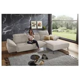 Ecksofa W.Schillig "levi, Designsofa, elegant und zeitlos, bequem, L-Form", braun (sesame s22), B:309cm H:80cm T:182cm, Flachgewebe S22 (100% Polyester), Sofas, inklusive Kopfstützenverstellung & Seitenteilverstellung, Breite 309cm