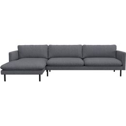 Ecksofa FLEXLUX "Bolzano, elegant und bequem, L-Form", blau (navy blau), B:294cm H:61cm T:165cm, 62% Polyester, 17% Cotton, 14% Viscose, 7% Linen, Sofas, Ecksofa, Sitzaufbau mit Kaltschaum & Stahl-Wellen, loose Sitz -& R&uuml;ckenkissen