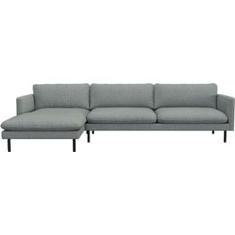 Ecksofa FLEXLUX "Bolzano, elegant und bequem, L-Form", blau (sky blau), B:294cm H:61cm T:165cm, 62% Polyester, 17% Cotton, 14% Viscose, 7% Linen, Sofas, Ecksofa, Sitzaufbau mit Kaltschaum & Stahl-Wellen, loose Sitz -& R&uuml;ckenkissen
