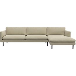 Ecksofa FLEXLUX "Bolzano, elegant und bequem, L-Form", beige (sandy beige), B:294cm H:61cm T:165cm, 100% Polyester, Sofas, Ecksofa, Sitzaufbau mit Kaltschaum & Stahl-Wellen, loose Sitz -& R&uuml;ckenkissen