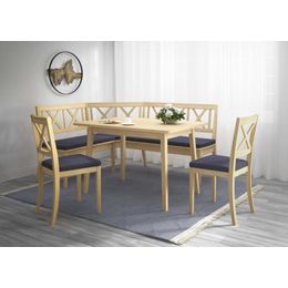 Eckbankgruppe Home Affaire "Kampina", gelb (moonlight, blau), B:175cm H:90cm T:145cm, FSC-zertifiziertes Massivholz, Polyester, Sitzmöbel-Sets, Massivholz, Sitzkissen abnehmbar, Stauraum unter 2 Sitzflächen