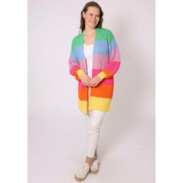 Cardigan Zwillingsherz ""Katja"", Damen, bunt (multi), Strick, Obermaterial: 70% Polyacryl, 30% Wolle, colorblocking, modisch, bequem ca. Mitte Oberschenkel, V-Ausschnitt, Langarm Rippstrickbündchen, Strickjacken, mit Wollanteil