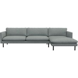 Ecksofa FLEXLUX "Bolzano, elegant und bequem, L-Form", blau (sky blau), B:294cm H:61cm T:165cm, 62% Polyester, 17% Cotton, 14% Viscose, 7% Linen, Sofas, Ecksofa, Sitzaufbau mit Kaltschaum & Stahl-Wellen, loose Sitz -& R&uuml;ckenkissen