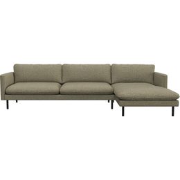 Ecksofa FLEXLUX "Bolzano, elegant und bequem, L-Form", gr&uuml;n (fall gr&uuml;n), B:294cm H:61cm T:165cm, 62% Polyester, 17% Cotton, 14% Viscose, 7% Linen, Sofas, Ecksofa, Sitzaufbau mit Kaltschaum & Stahl-Wellen, loose Sitz -& R&uuml;ckenkissen