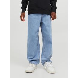 Jack & Jones Relax-fit-Jeans JACK & JONES JUNIOR "JJIALEX JJORIGINAL MF 710 NOOS JNR", Jungen, Gr. 134, N-Gr, blau (blau denim), Denim/Jeans, Obermaterial: 100% Baumwolle, Abriebeffekte, modisch, relaxed fit knöchellang, Jeans