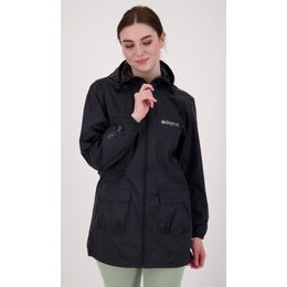 Regenmantel DEPROC Active "LYNN WOMEN", Damen, Gr. 36 (S), schwarz, 100% Polyester, PU-beschichtet, casual, Langarm mit innenliegendem Gummizug, Mäntel, auch in Großen Größen erhältlich